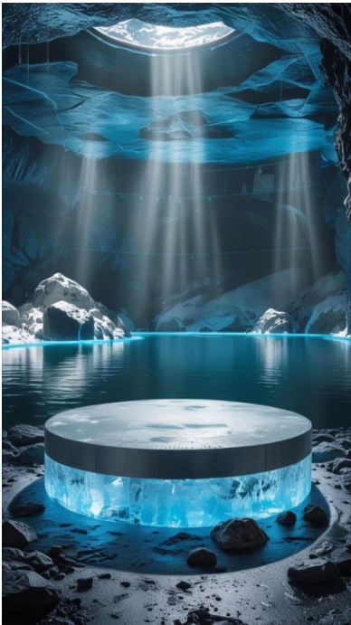 Aqua Futuristic Frozen Cave Crystal Podium Template | PosterMyWall