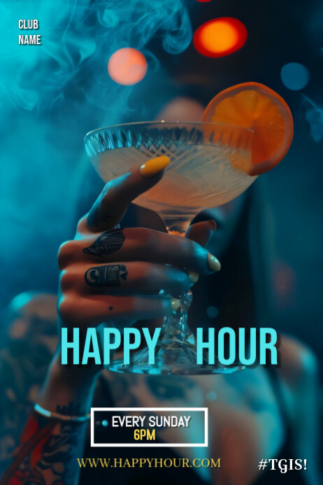 Copy of Aqua Futuristic Happy Hour Weekend Bar Party Poster | PosterMyWall