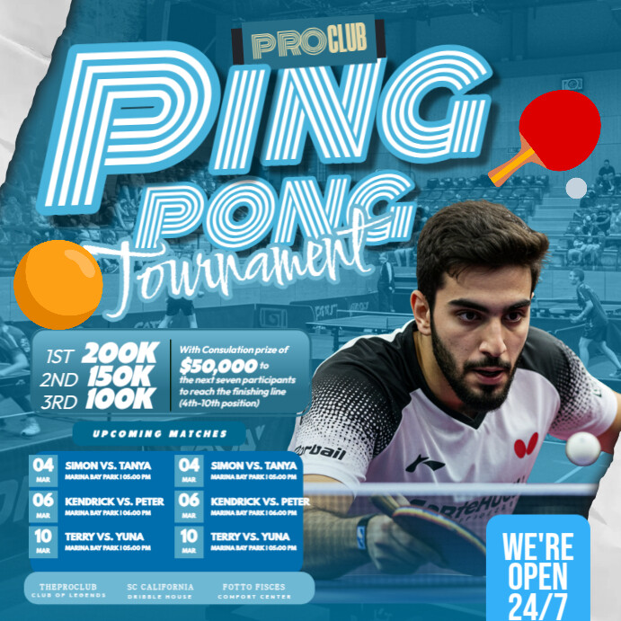 Copy of Aqua Futuristic Ping Pong Showdown Instagram Post | PosterMyWall