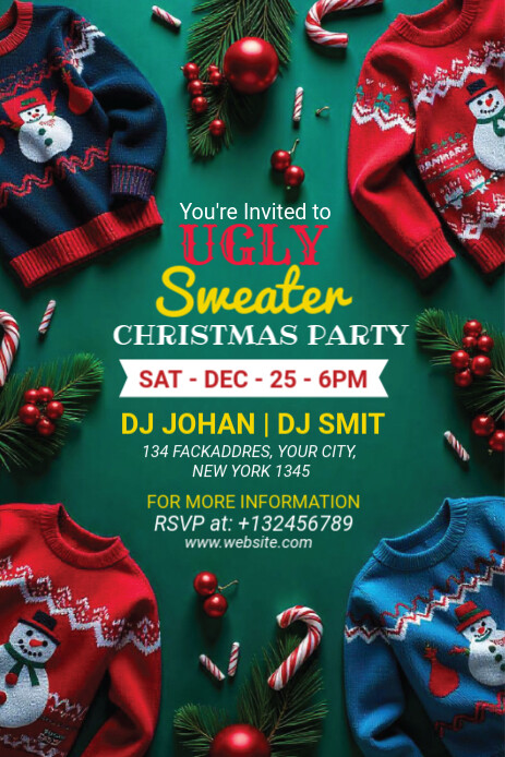 Aqua Futuristic Ugly Sweater Template Pinterest Graphic | PosterMyWall