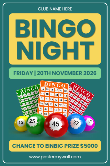 Aqua Geometric Bingo Night Event Invitation Poster Template | PosterMyWall