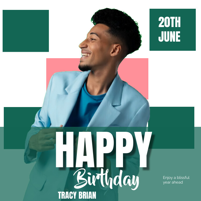 Modèle Aqua Geometric Happy Birthday Instagram Post | PosterMyWall