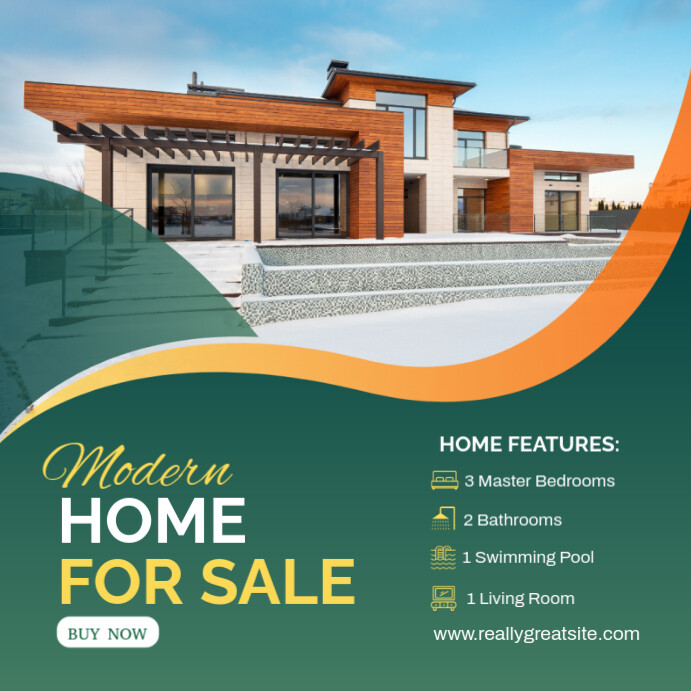 Aqua Geometric Modern Home For Sale Instagram Post Template | PosterMyWall
