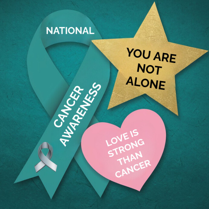 Aqua Geometric National Cancer Awareness Day Instagram Post Template ...