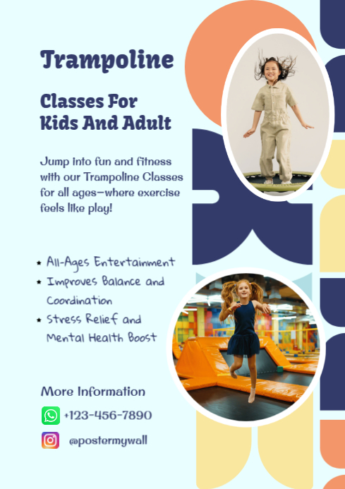 Aqua Geometris Trampoline Classes For Kids And Adulth A4 Template ...