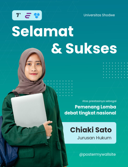 Salinan Aqua Gradien Congratulation Pamflet (letter As) | PosterMyWall