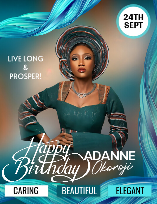 Plantilla de Aqua Gradient Happy Birthday Anniversary Card Flyer (us ...