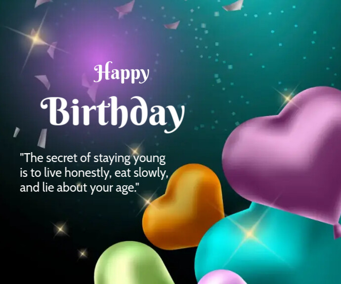 Aqua Gradient Happy Birthday Card Design Med Template | PosterMyWall
