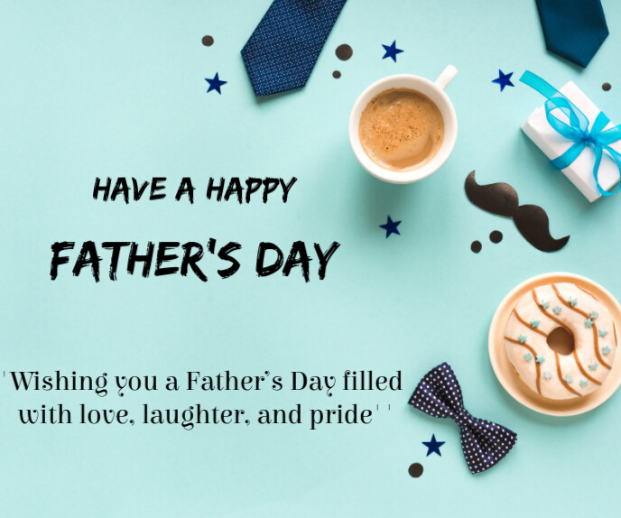 Aqua Gradient Happy Father's Day Wish Cards Large Rectangle Template ...