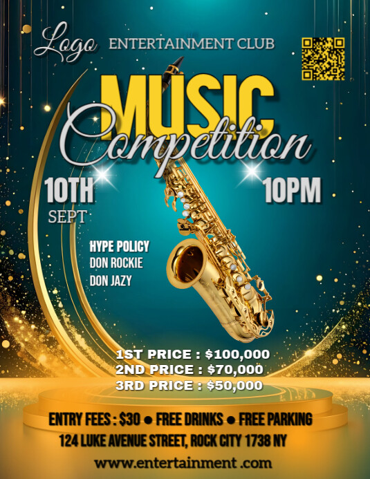 Aqua Gradient Music Competition Flyer (us Letter) Template | PosterMyWall
