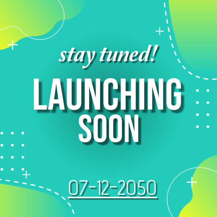 Aqua Gradient Stay Tuned Launching Soon Templ Template | PosterMyWall