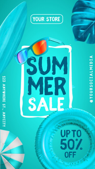 Aqua Gradient Summer Sale Promo Instagram Sto Template | PosterMyWall