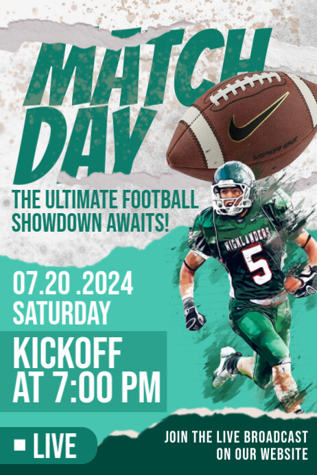 Copy of Aqua Grunge Flag Football Poster | PosterMyWall