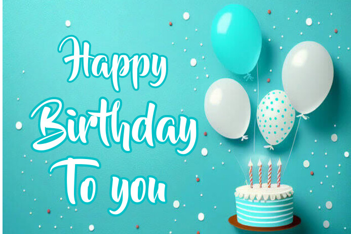 Aqua Happy Birthday Poster Template | PosterMyWall