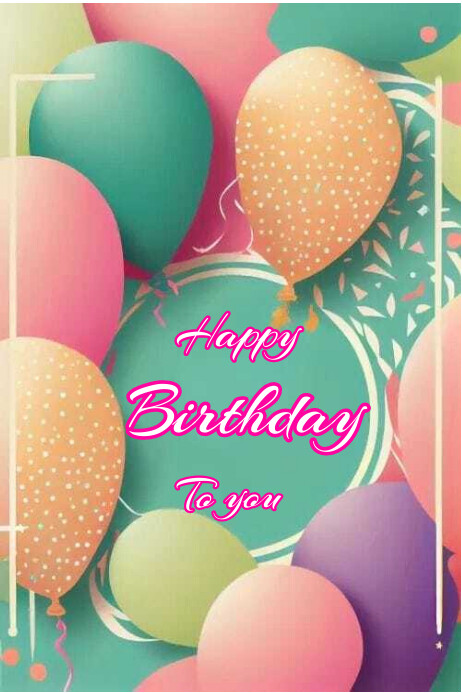 Aqua Happy Birthday Poster Templat | PosterMyWall