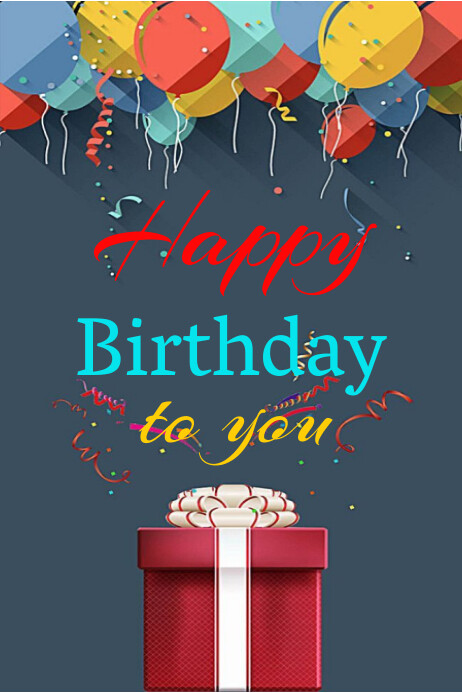 Aqua Happy Birthday Poster Templat | PosterMyWall