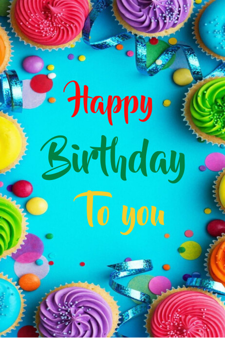 Aqua Happy Birthday Poster Template | PosterMyWall