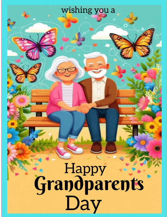 Aqua Happy Grandparents Day Flyer (us Letter Template | PosterMyWall