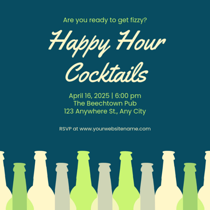 Aqua Happy Hour Instagram Post Template | PosterMyWall