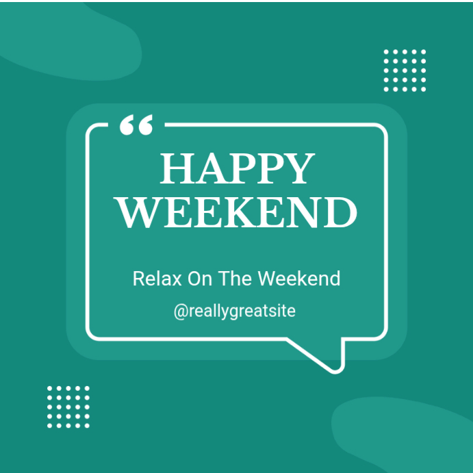 Aqua Happy Weekend Instagram Post 2026 Template | PosterMyWall