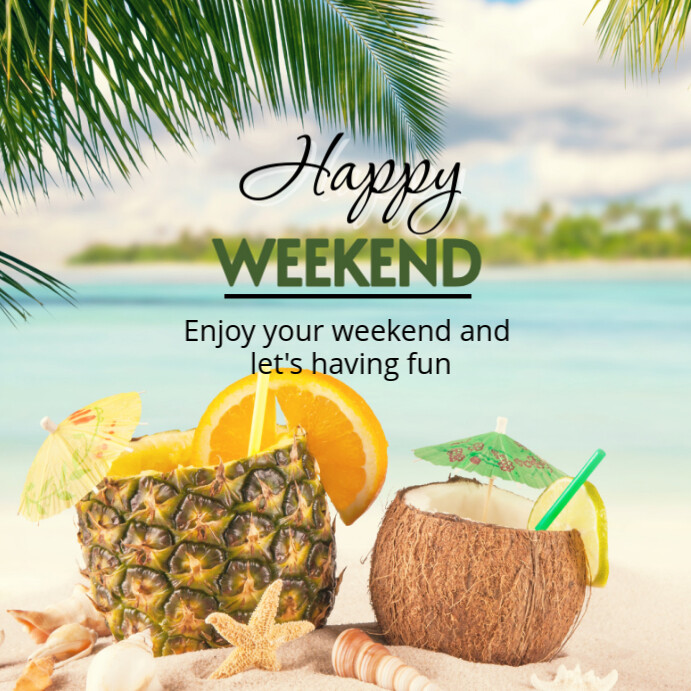 Aqua Happy Weekend Instagram Post Template | PosterMyWall