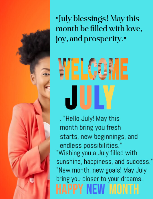 Aqua Hello July/ Welcome To June Month Flyer (us Letter) Template ...