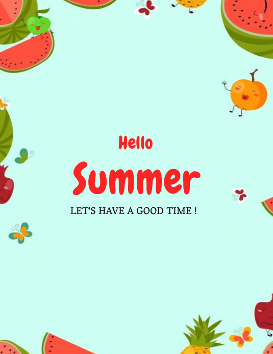 Aqua Hello Summer Flyer (us Letter) Template | PosterMyWall