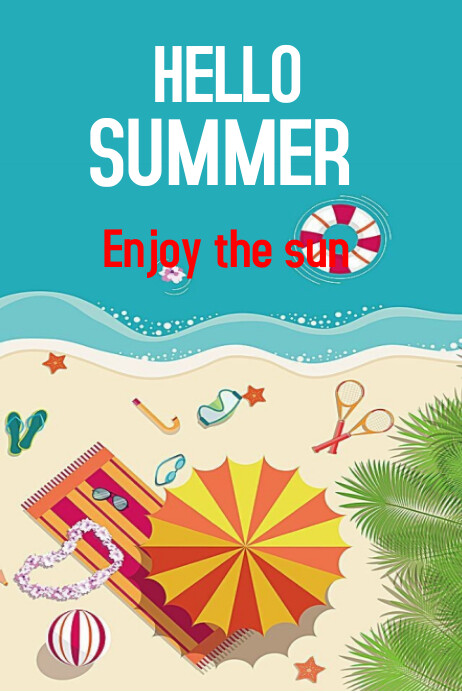 Aqua Hello Summer Poster Templat | PosterMyWall