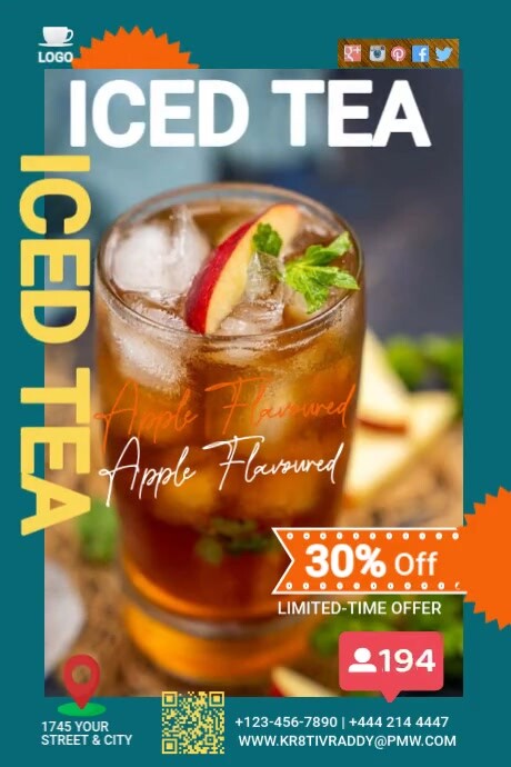 Copy of Aqua Iced Tea Poster | PosterMyWall