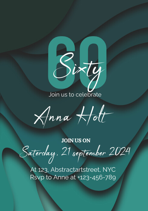 Copy of Aqua Illustrative Abstract Green Birthday Inv | PosterMyWall