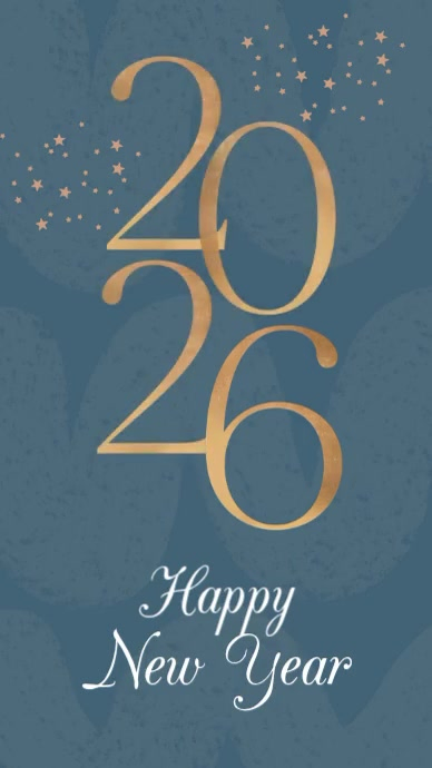 Aqua Illustrative Blue Golden Modern Elegant Happy New Year 2026 ...