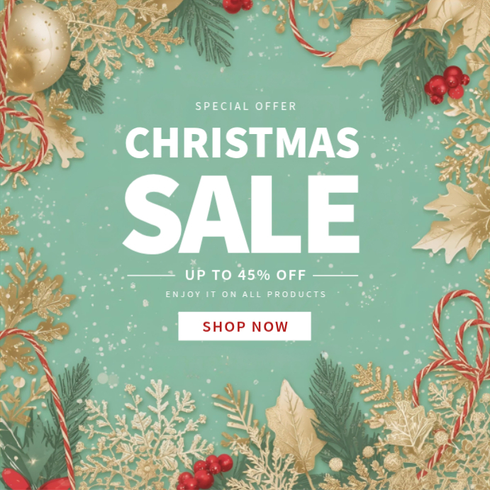 Aqua Illustrative Christmas Sale Special Offer Ad Instagram Post Template | PosterMyWall