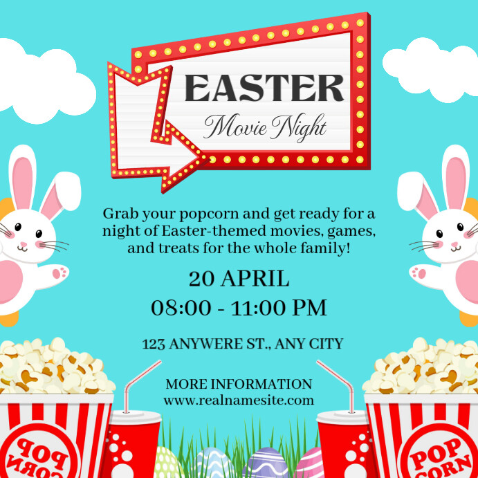 Copy of Aqua Illustrative Easter Movie Night Instagram Post | PosterMyWall