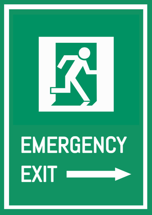 Aqua Illustrative Emergency Exit Sign A3 Template | PosterMyWall