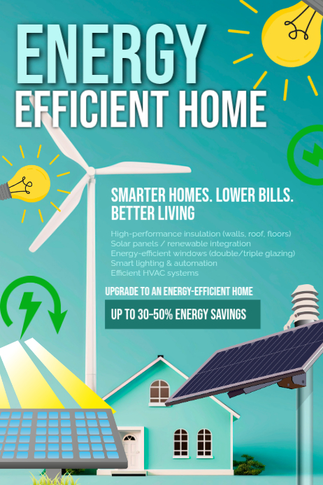 Modèle Aqua Illustrative Energy Efficient Poster | PosterMyWall
