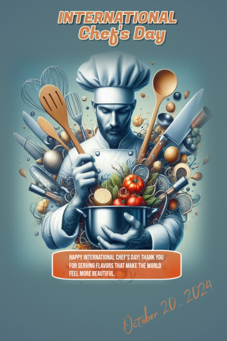 Aqua Illustrative International Chef Day Poster Design Poster Template ...