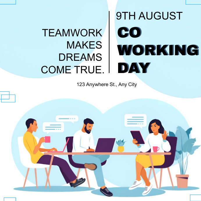 Aqua Illustrative International Coworkers Day Template | PosterMyWall
