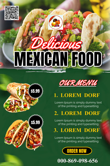Aqua Illustrative Mexican Food Poster Poster Template | PosterMyWall