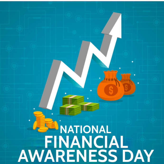 Aqua Illustrative National Financial Awarenes Template | PosterMyWall