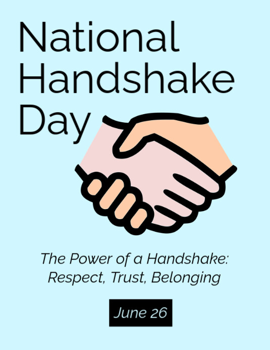 Aqua Illustrative National Handshake Day 2025 2026 Flyer (us Letter ...