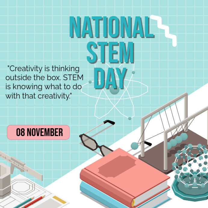 Copy of Aqua Illustrative National Stem Day Instagram Post | PosterMyWall