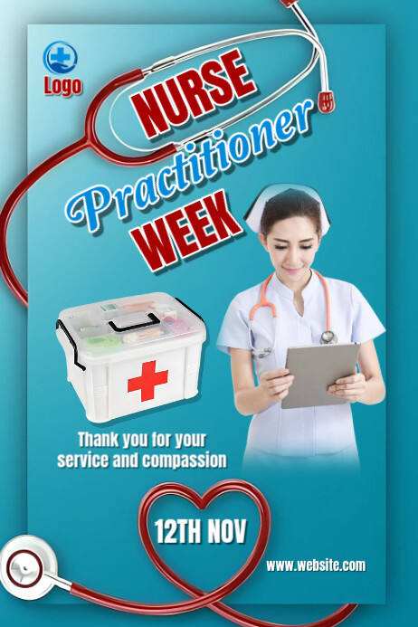 Copy of Aqua Illustrative Nurse Practitioner Week Poster | PosterMyWall