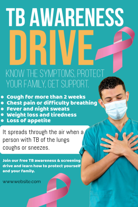Aqua Illustrative Tb Awareness Drive Poster Template | PosterMyWall