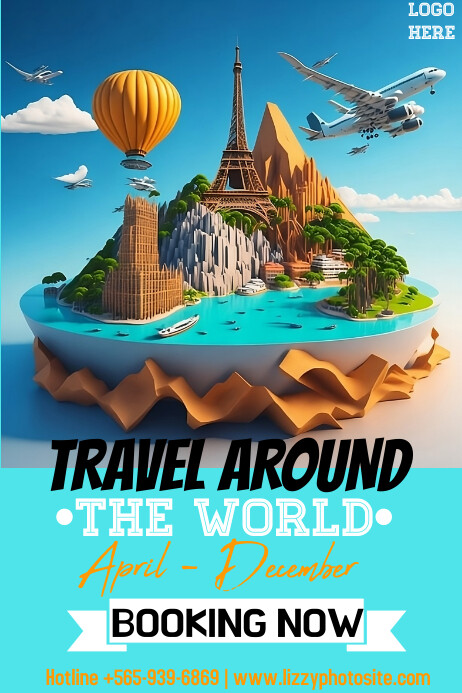 Aqua Illustrative Travel Concept Design Templ Template | PosterMyWall