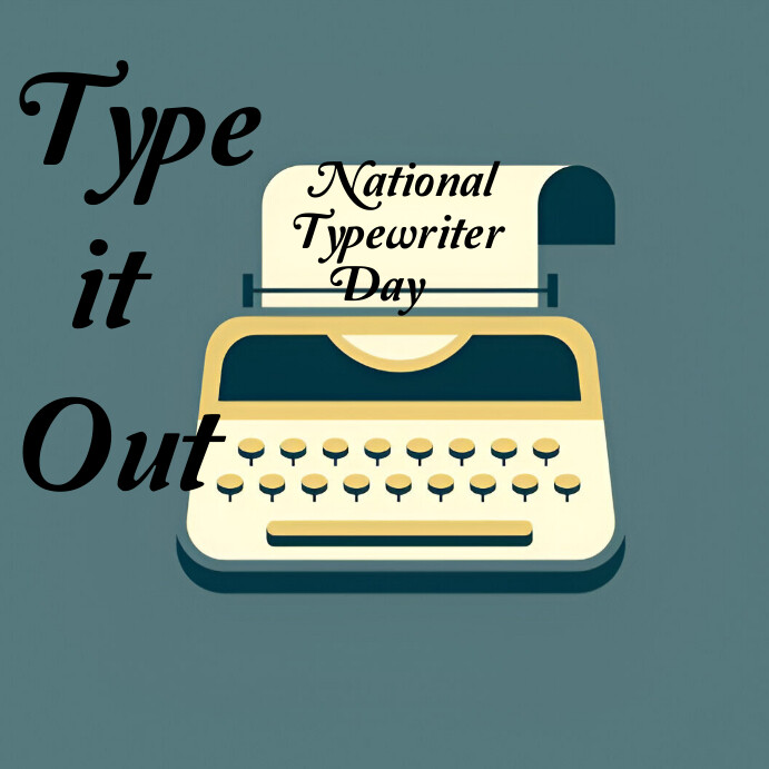 Plantilla de Aqua Illustrative Typewriter Design Template | PosterMyWall