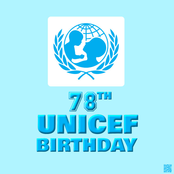 Aqua Illustrative Unicef Birthday Instagram Post Template | PosterMyWall