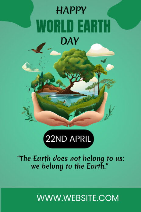 Aqua Illustrative World Earth Day Pinterest Graphic templaat | PosterMyWall