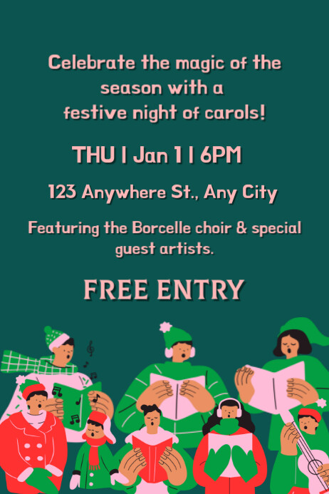 Aqua Ilustratif Christmas Event Poster Template | PosterMyWall