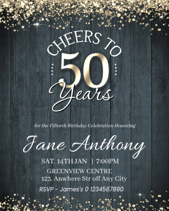 Aqua Joyful 50th Birthday Flyer Instagram Portrait Template | PosterMyWall