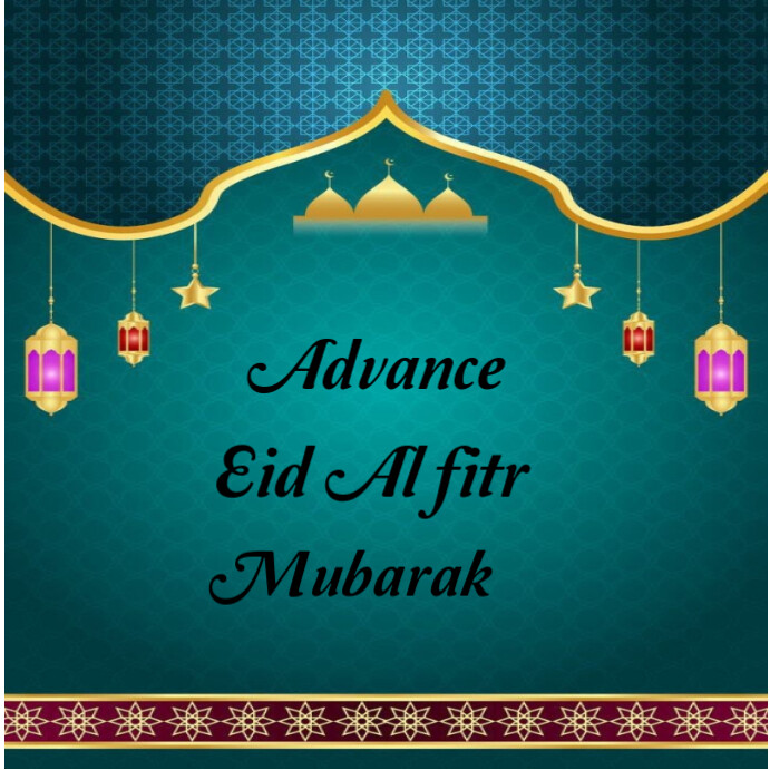 Aqua Joyful Advance Eid Mubarak Instagram Post Template | PosterMyWall